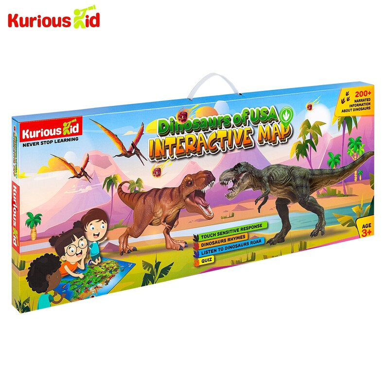 USA Interactive Dinosaur Map Poster for Kids. Educational Games, Song, Learning Activity Wall ...