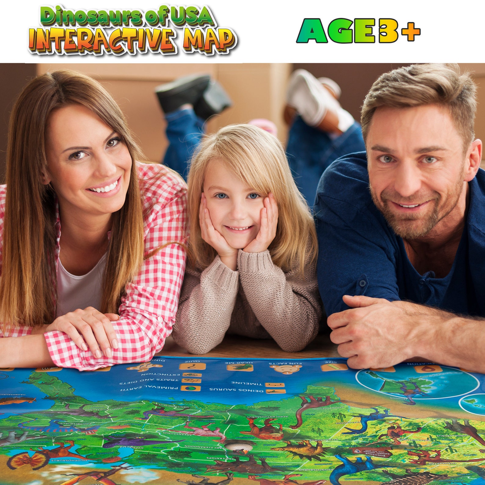 USA Interactive Dinosaur Map Poster for Kids. Educational - Etsy