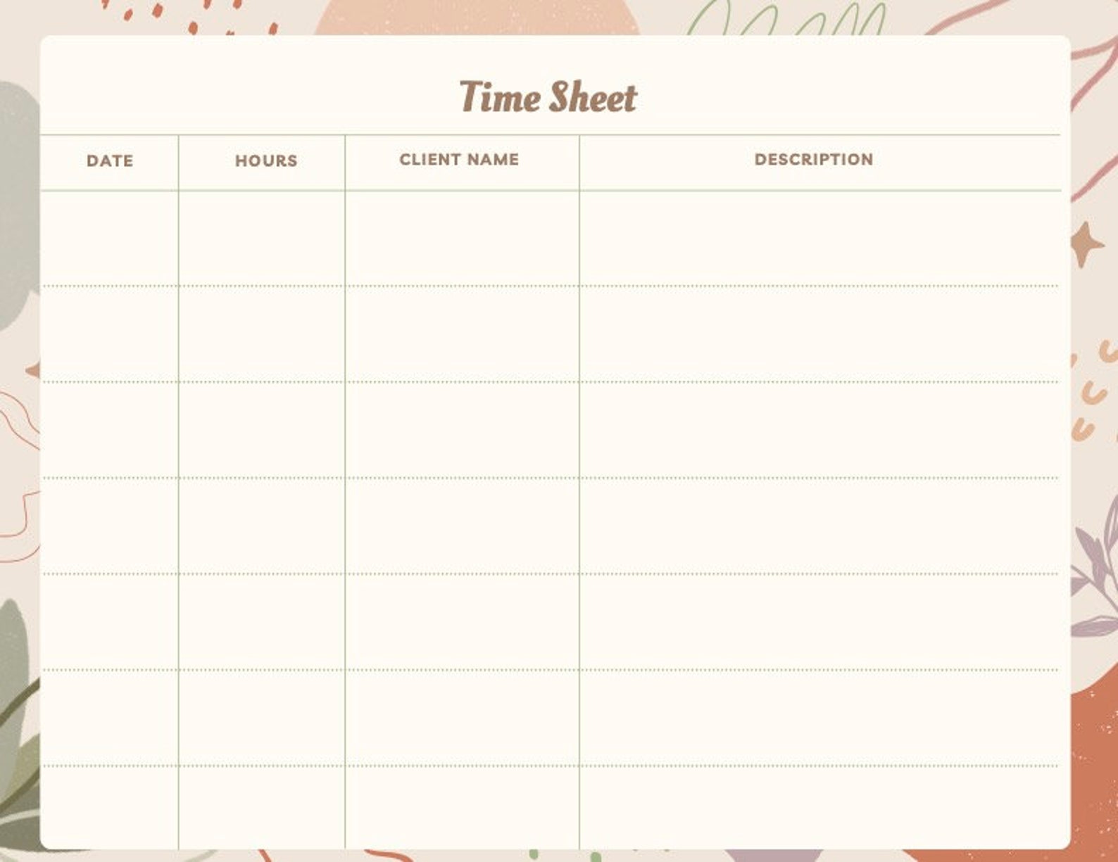 Employee Timesheet, Client Timesheet, Colorful Timesheet, Timesheet ...