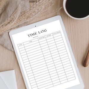 Time Log, Timesheet, Simple Time Log, Easy Timesheet, Black and White ...