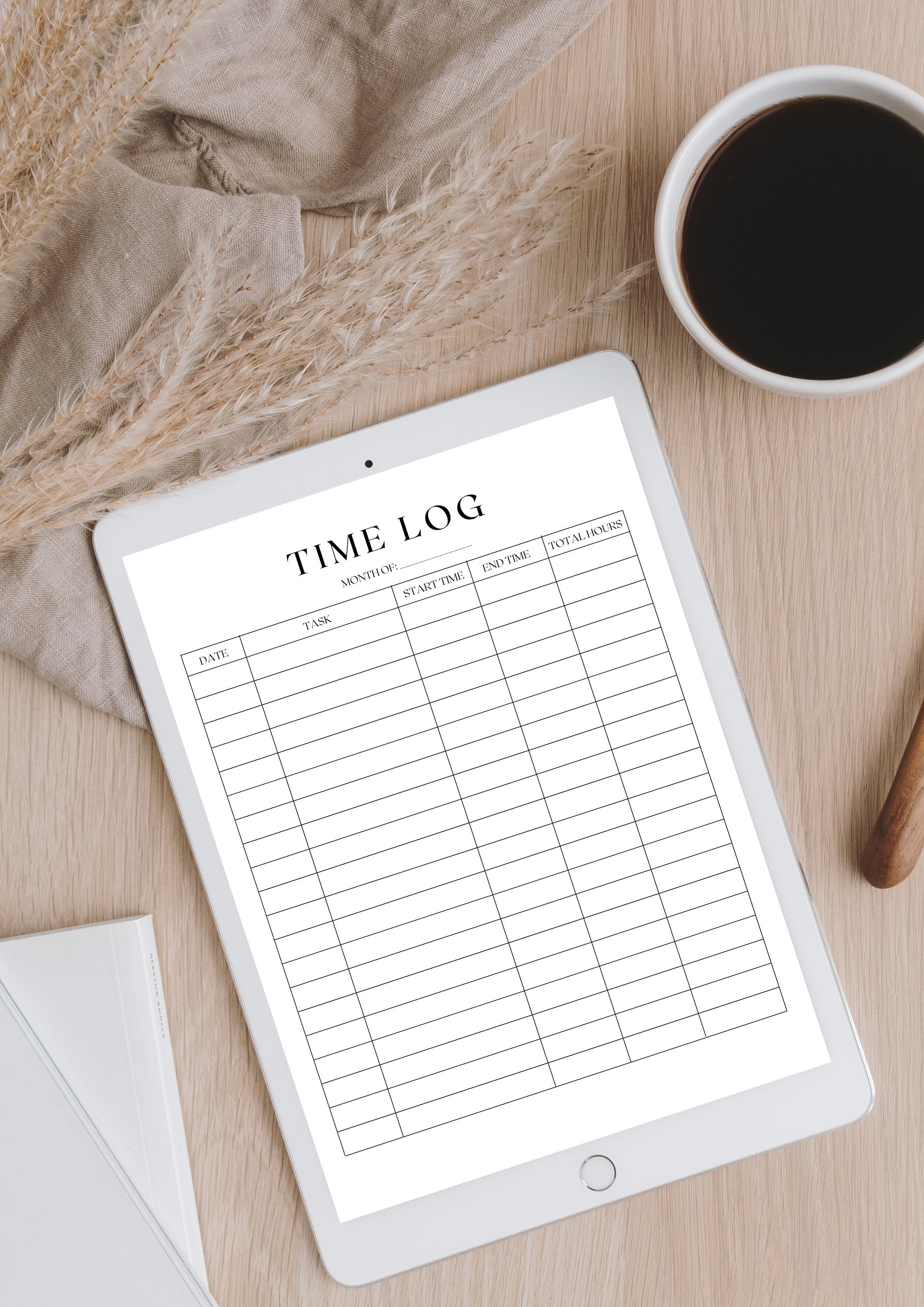 Time Log, Timesheet, Simple Time Log, Easy Timesheet, Black and White ...