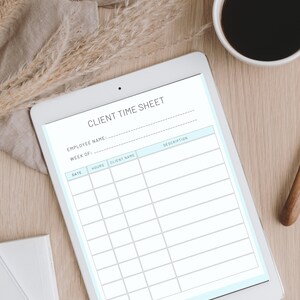 Client Time Sheet, Client Time Log, Simple Time Sheet, Editable Time ...