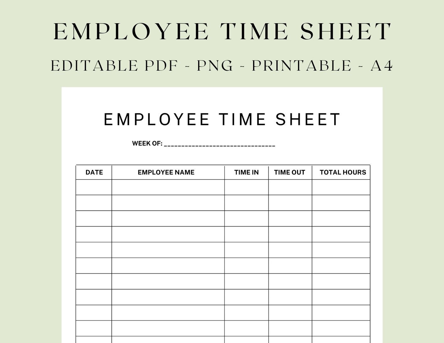 Employee Time Sheet, Weekly Employee Time Sheet, Employee Time Tracker ...