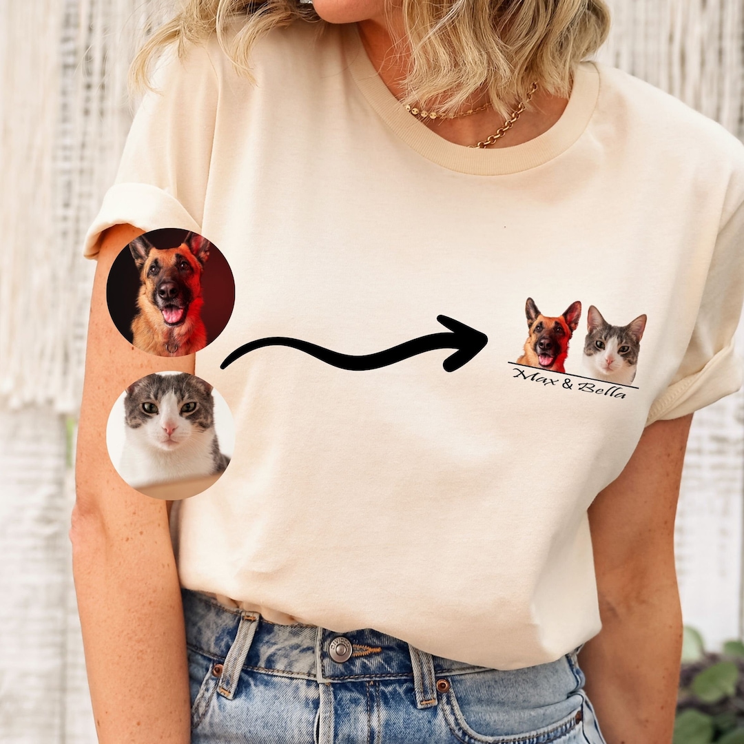 Custom Pet Photo Shirt: Personalized Cat & Dog Tee, Pet Lovers Gift - Etsy