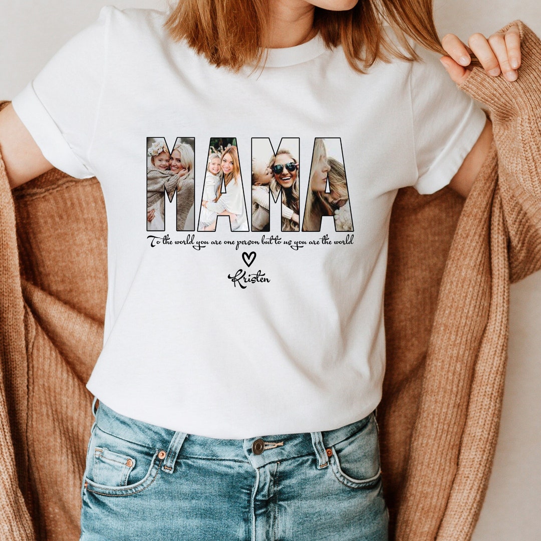 Personalized MAMA Shirt, Custom Mama Photo Shirt, Custom Gift for Mom ...