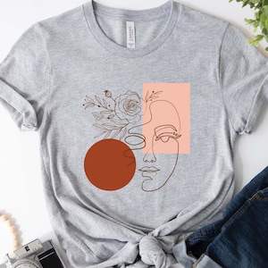 Line Art Face T-shirt: Abstract Minimalist Woman Tee - Etsy