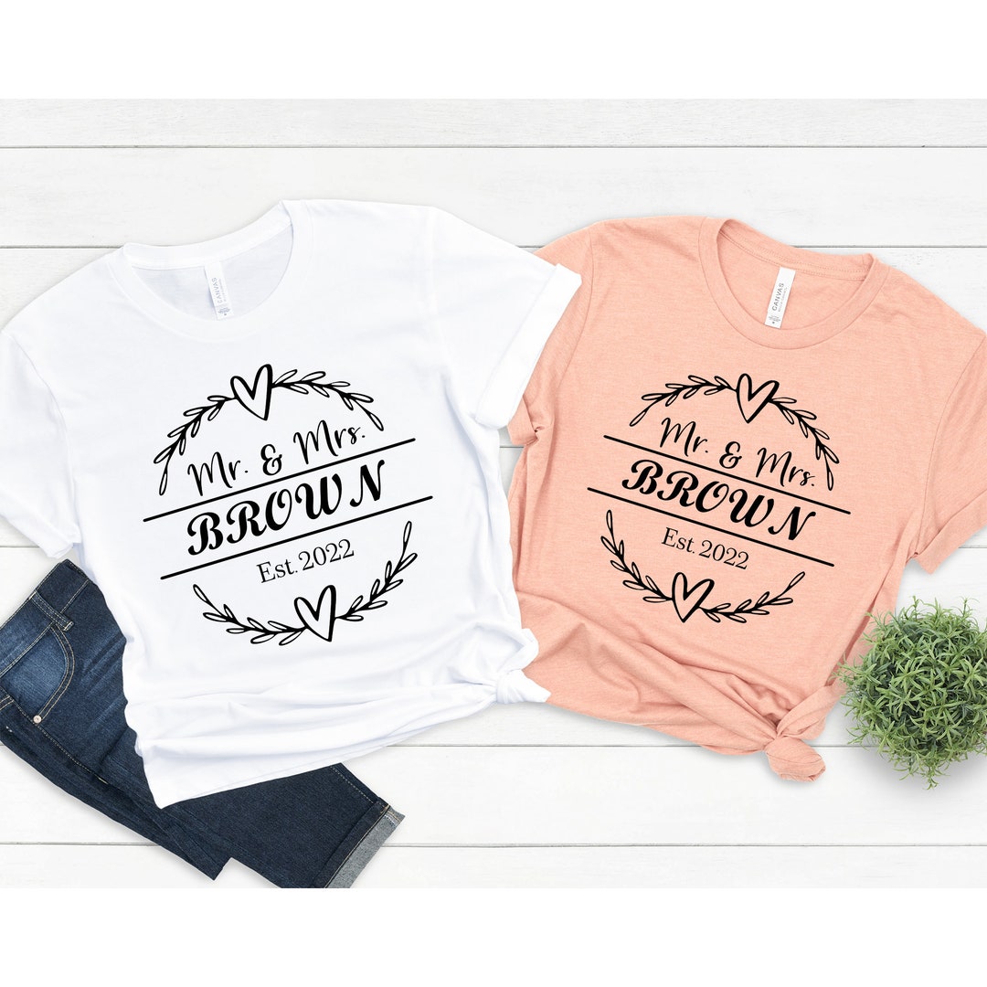PERSONALIZED Wedding T-shirt, Couple EST Shirt, Honeymoon Tee, Wedding ...