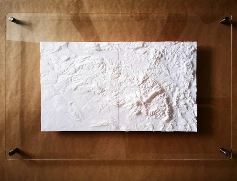 Topographic Map Resin 3D Print on Acrylic - Etsy