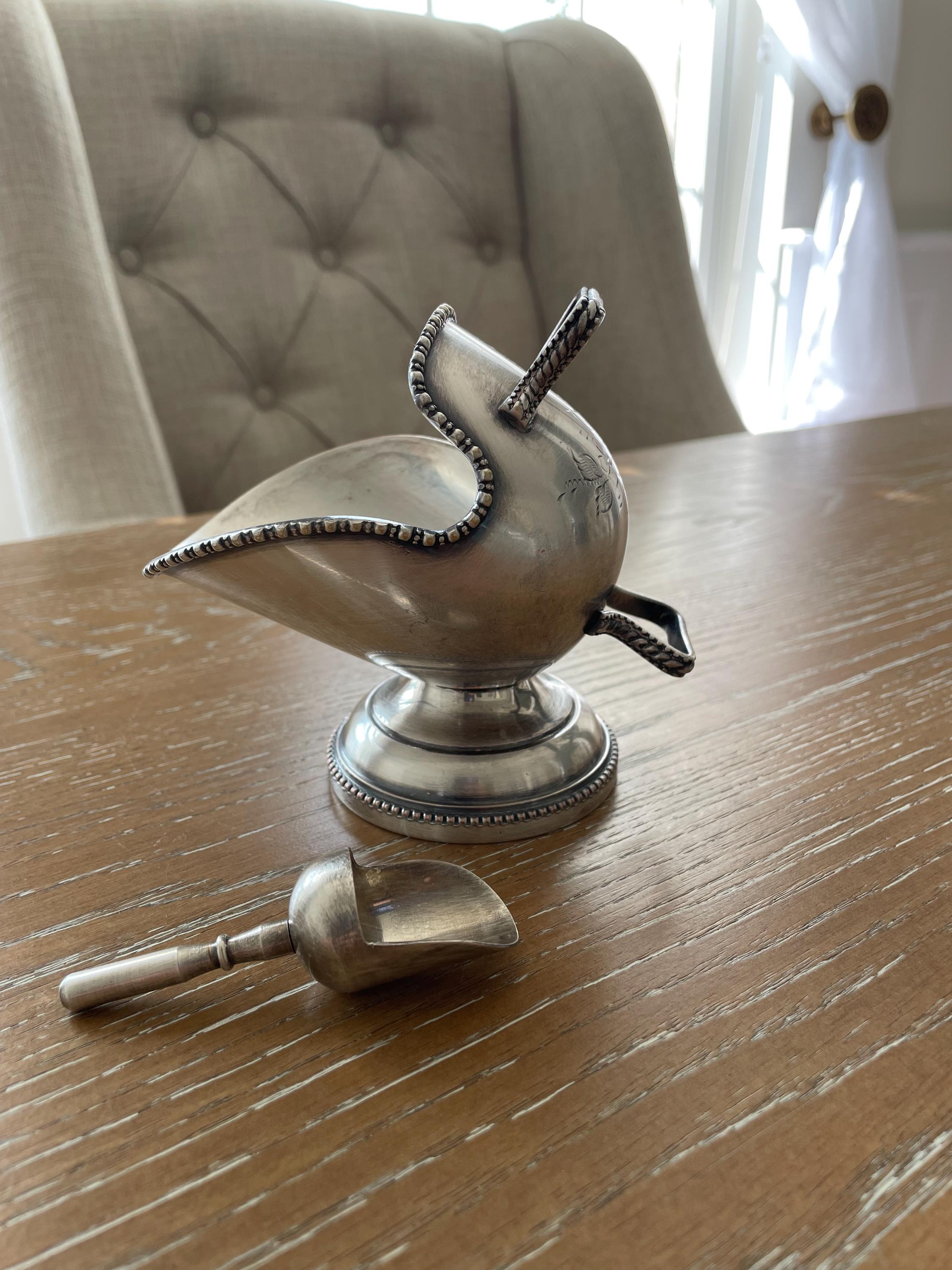 Vintage Sugar Scuttle With Scoop 1920s Silver Plated Floral Engraving ...