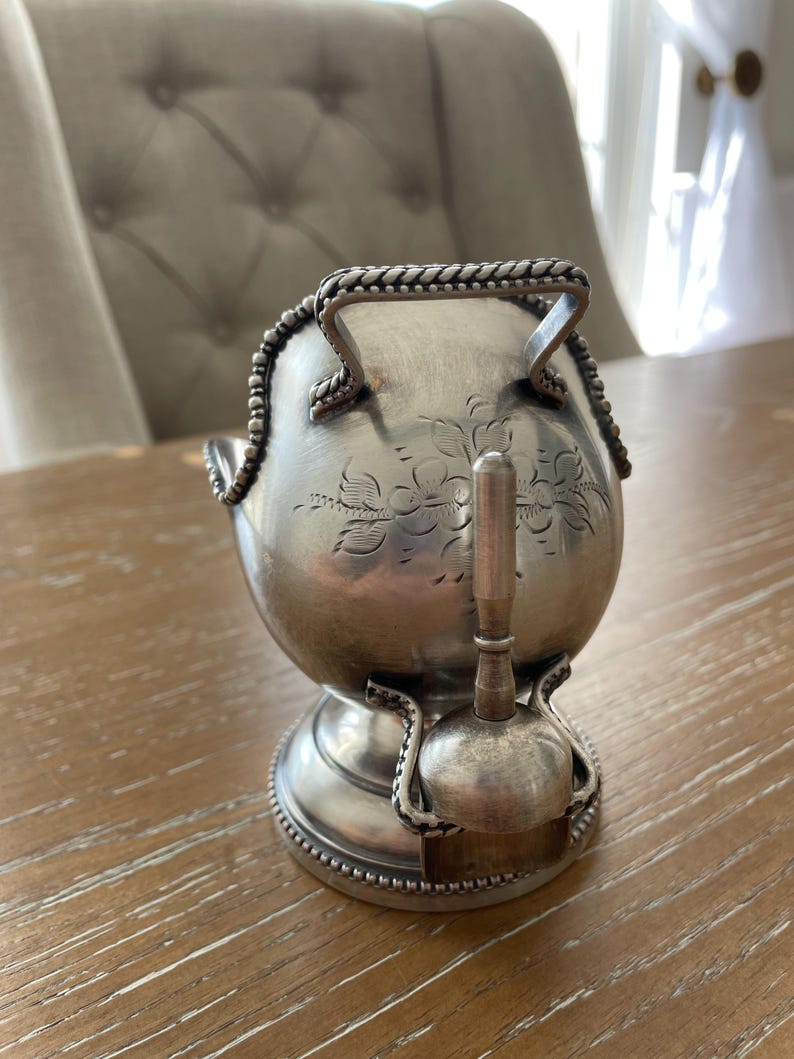 Vintage Sugar Scuttle With Scoop 1920s Silver Plated Floral Engraving ...