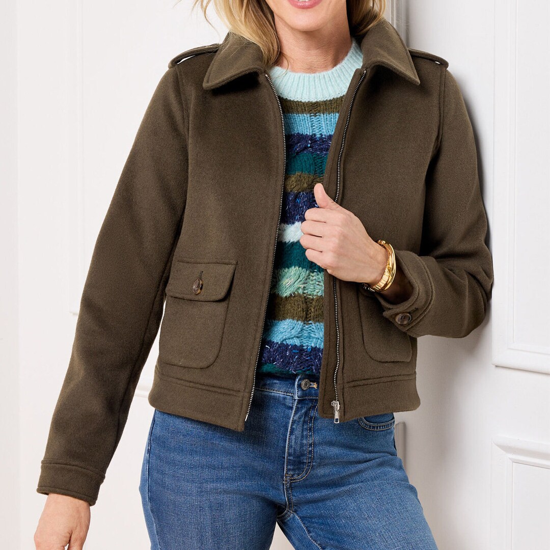 NWT Talbots 2024 Brushed Wool Blend Bomber Jacket, Misses XS-XL ...
