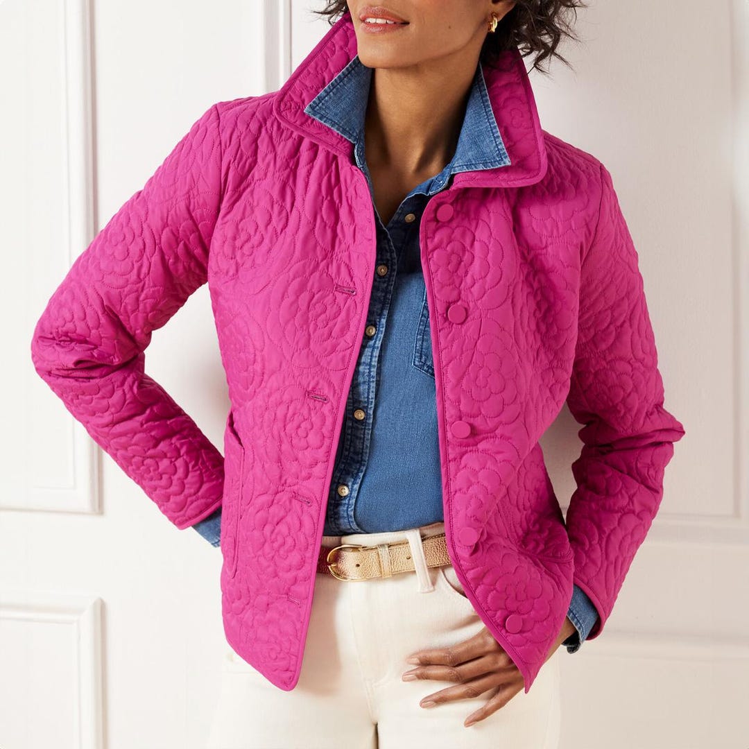NWT Talbots 2024 Rose Quilted Puffer Jacket, Misses XS-XL, Free ...