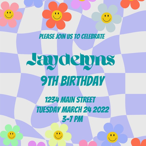 Smiley Face and Checkers Birthday - Etsy