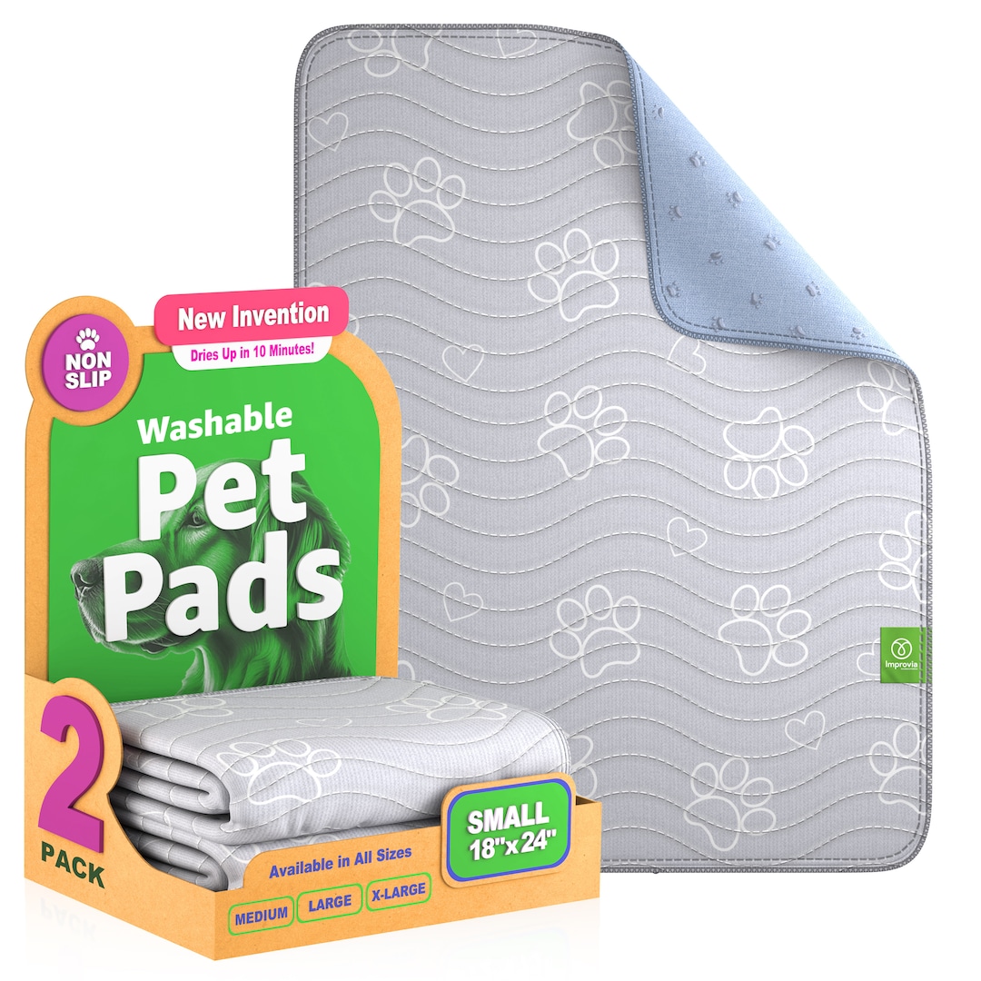 2 Pack - IMPROVIA Reusable Puppy Pads 18" X 24" Extra-absorbent ...
