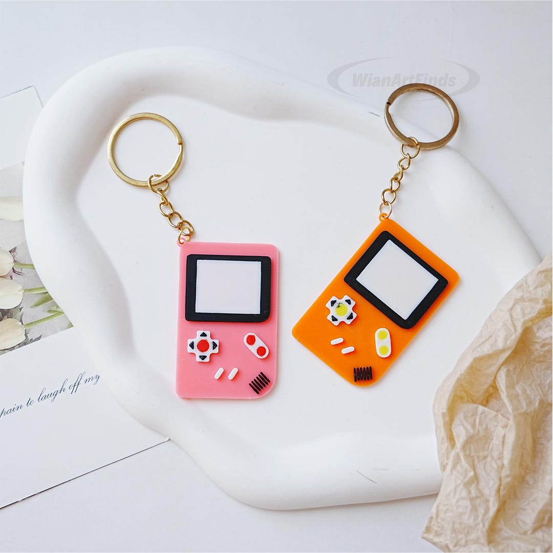Game Consoles Keychain, Game Boy Inspired Keyring, Handmade Keychain ...