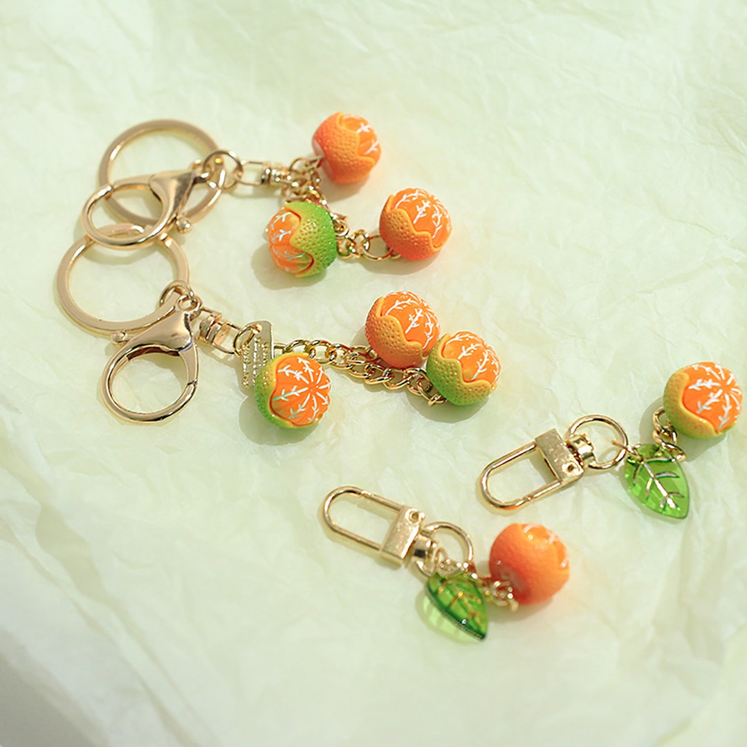 Cute Orange Keychain,kawaii Fruit Keychain,kawaii Phone Charm,birthday ...