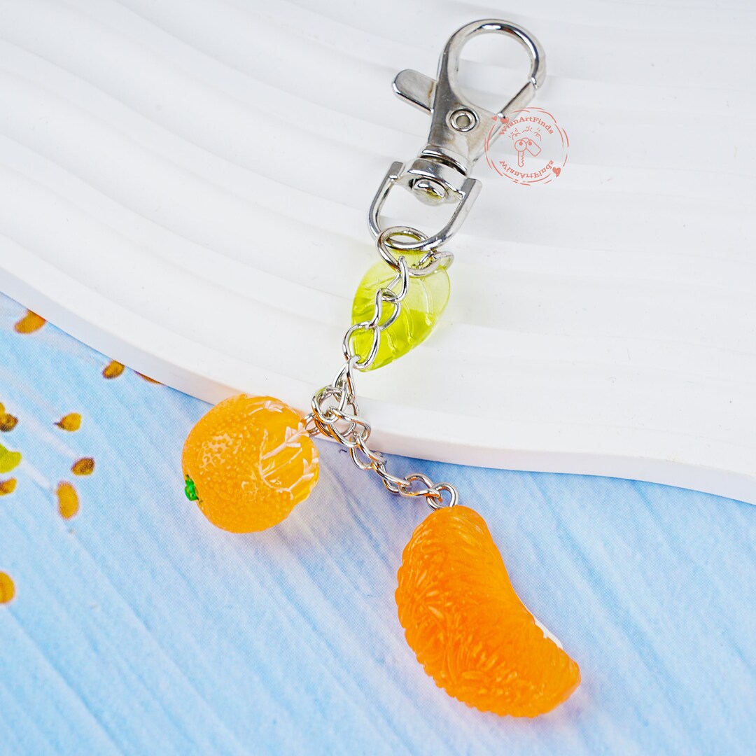 Mini Orange Keychain,cute Fruit Keychain,kawaii Phone Charm,birthday ...