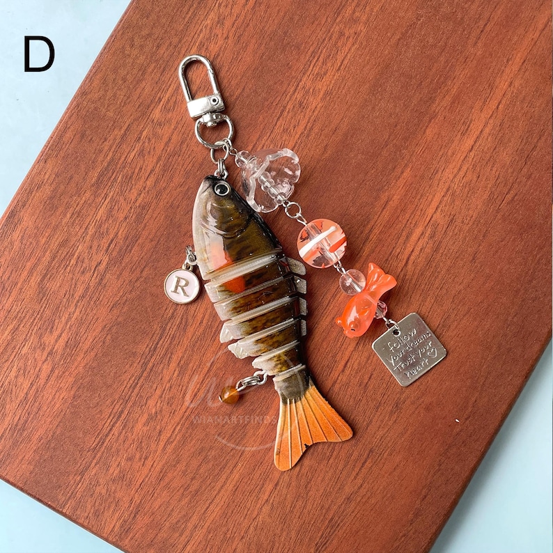 Fish Keychain With Charm, Fish Bait Keychain, Fish Pendant, Handmade ...