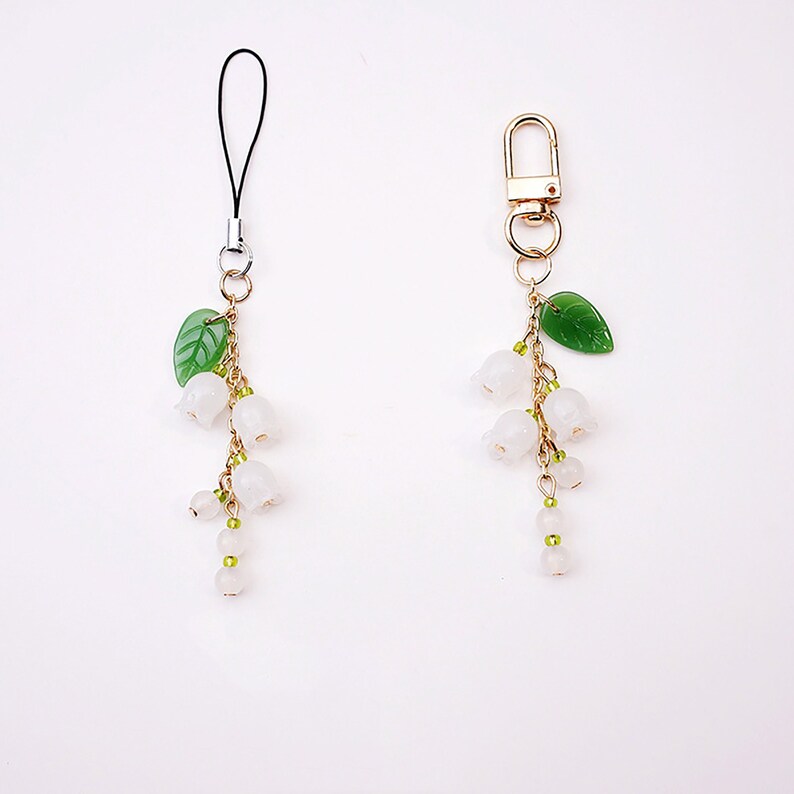 Lily of the Valley Keychain Cute Glass Flower Key Chain Ring - Etsy