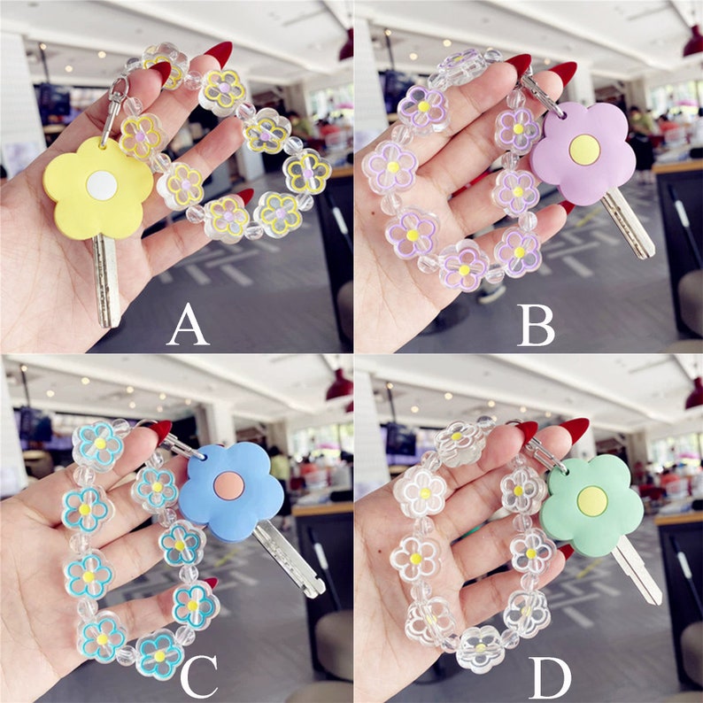 Flower Key Coverpvc Key Coverscute Key Coverkawaii Key - Etsy