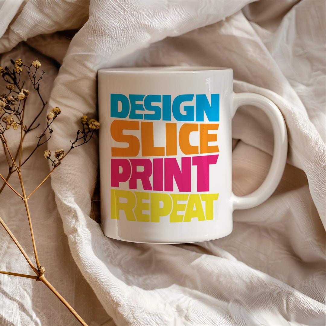Design Slice Print Repeat 3D Printing Enthusiast Mug, 3D Printing Mug ...