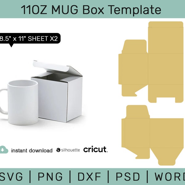 Mug Box Template - Etsy