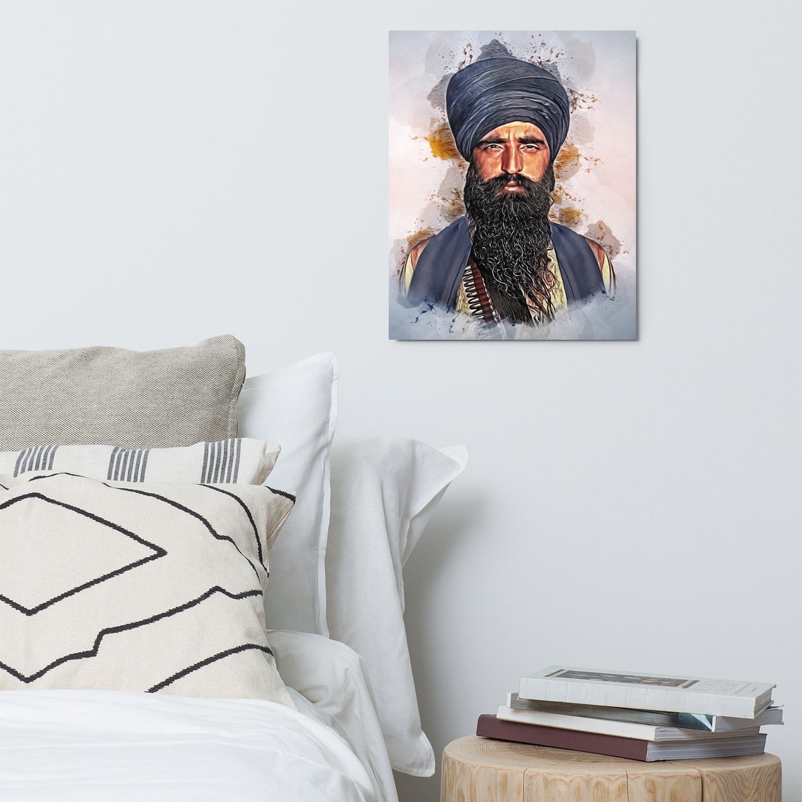 Sant Jarnail Singh Bhindranwale, Metal Art Print, Sikh Art Painting, Custom-made Watercolor ...