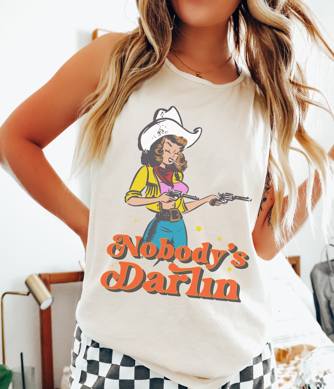 Vintage Western Tank, Nobody's Darlin, Comfort Colors, Rodeo Shirt ...