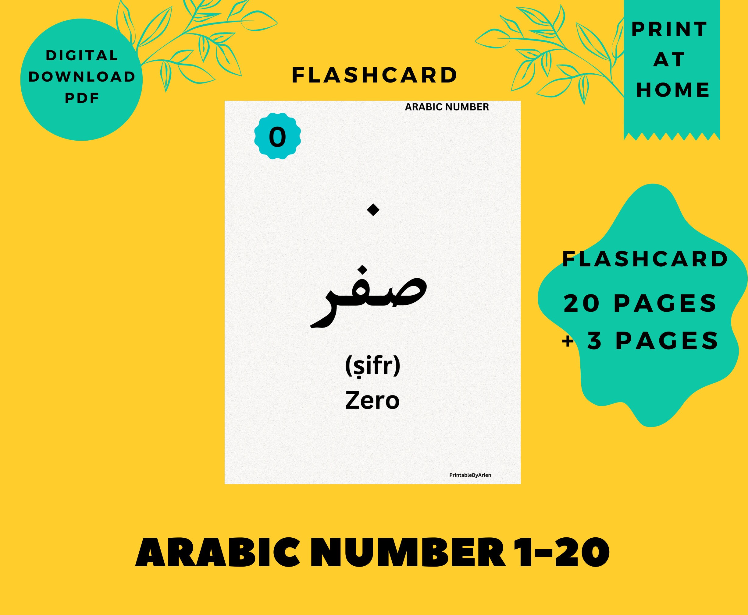 Arabic Number 1-20 Educational Flash Cards | Islamic Wallpaper | Muslim ...