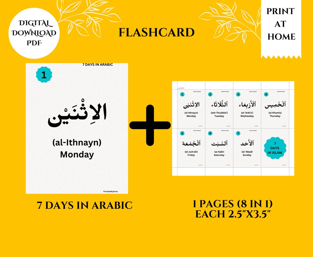 7 Days in Arabic Educational Flash Cards | Islamic Wallpaper | Muslim ...