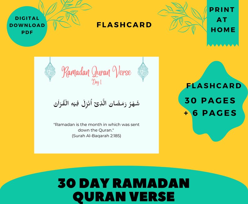 30 Day Ramadan Quran Verse Educational Flash Cards | Islamic Wallpaper ...