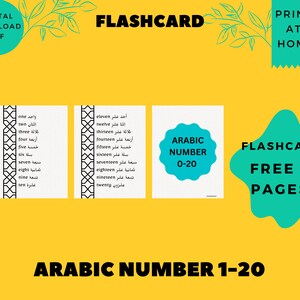 Arabic Number 1-20 Educational Flash Cards | Islamic Wallpaper | Muslim ...