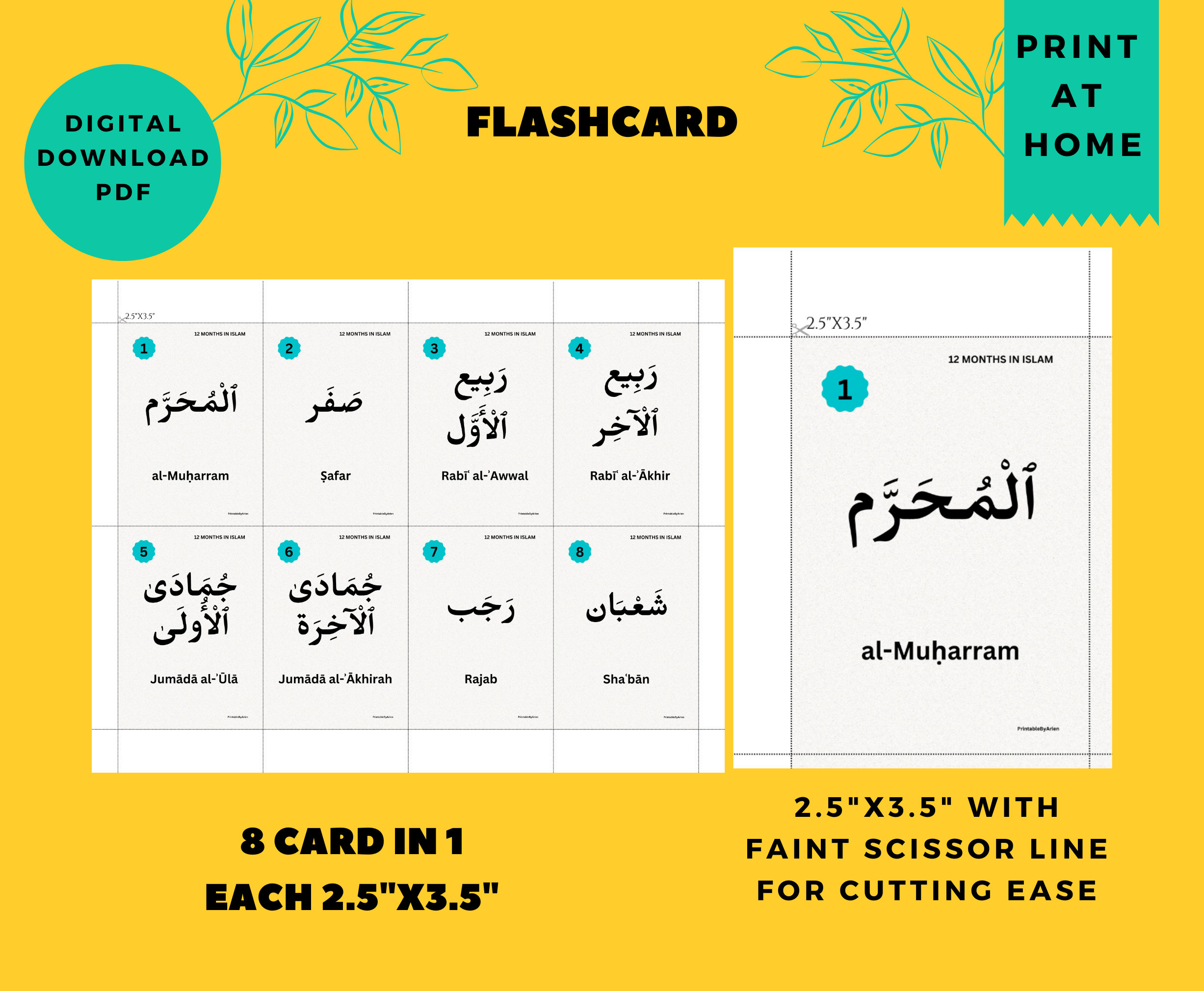 12 Months in Arabic Educational Flash Cards | Islamic Wallpaper ...