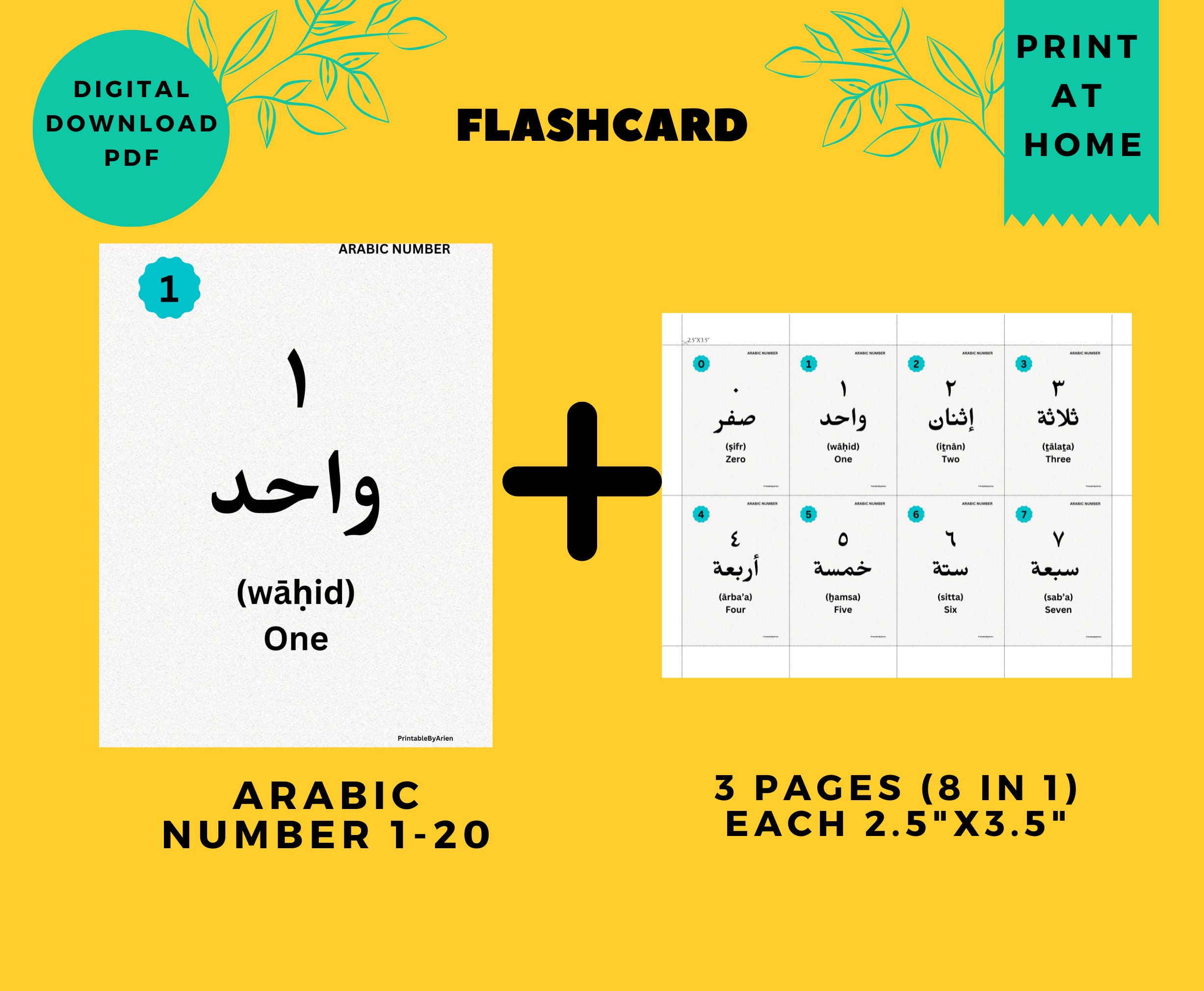 Arabic Number 1-20 Educational Flash Cards | Islamic Wallpaper | Muslim ...
