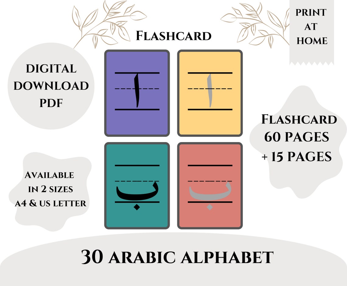 Tracing Arabic Alphabet Educational Flash Cards Pastel - Etsy