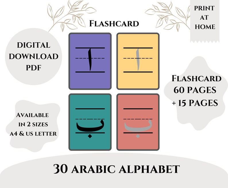 Tracing Arabic Alphabet Educational Flash Cards Pastel - Etsy