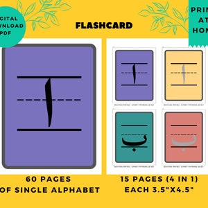 Tracing Arabic Alphabet Educational Flash Cards | Pastel Nursery ...