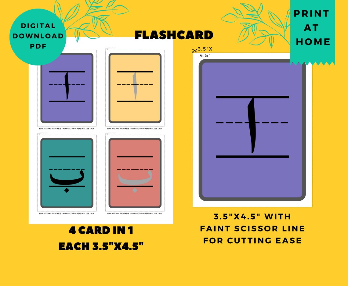 Tracing Arabic Alphabet Educational Flash Cards | Pastel Nursery ...