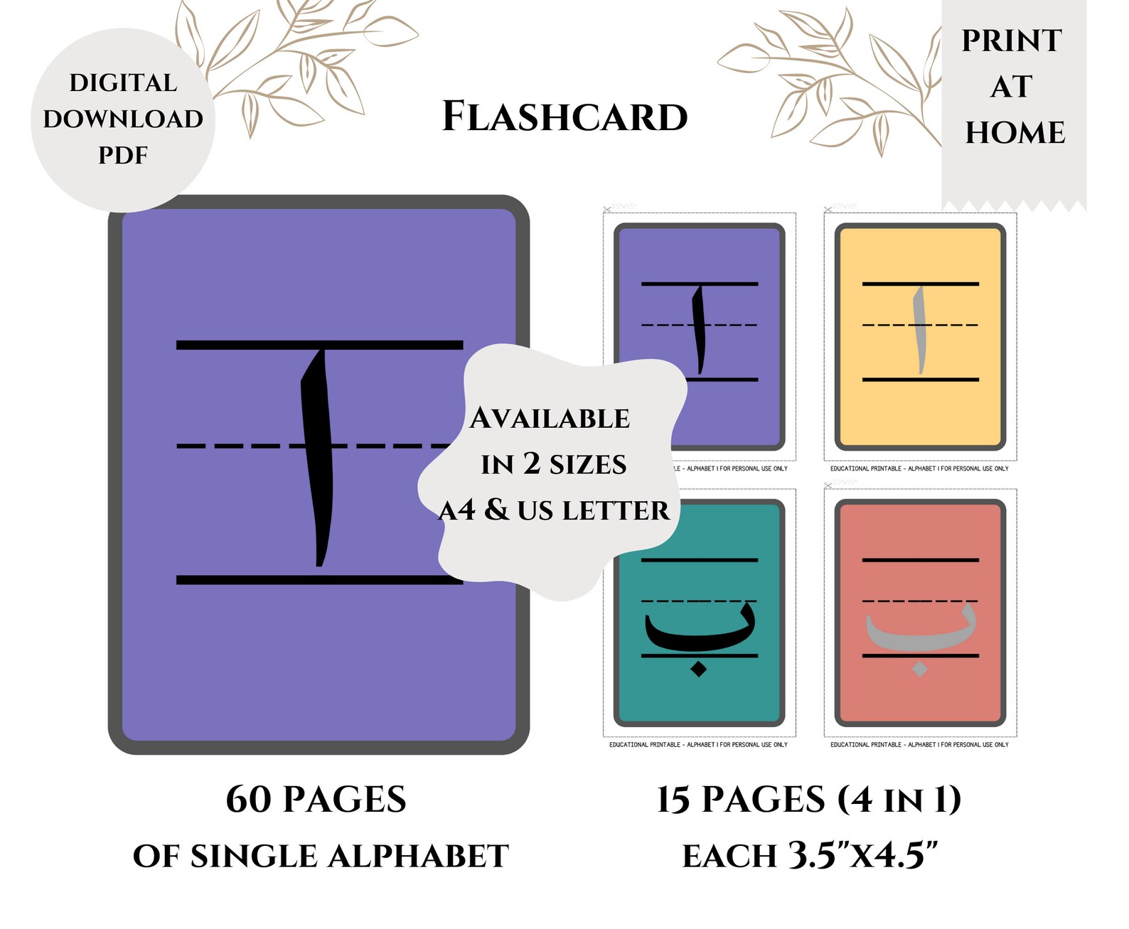 Tracing Arabic Alphabet Educational Flash Cards Pastel - Etsy