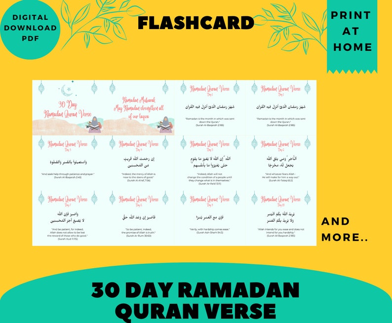 30 Day Ramadan Quran Verse Educational Flash Cards | Islamic Wallpaper ...