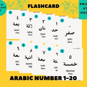 Arabic Number 1-20 Educational Flash Cards | Islamic Wallpaper | Muslim ...