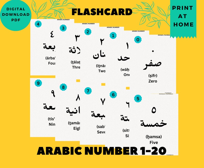 Arabic Number 1-20 Educational Flash Cards | Islamic Wallpaper | Muslim ...
