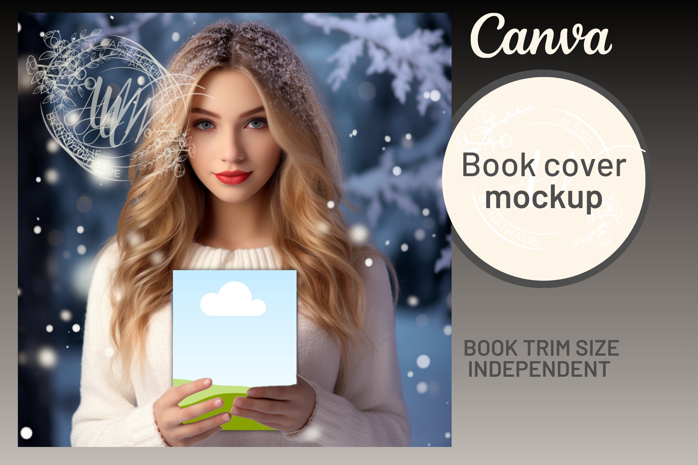 KDP Mockup, Canva Book Cover With Girl Model Holding a Closed Cover ...