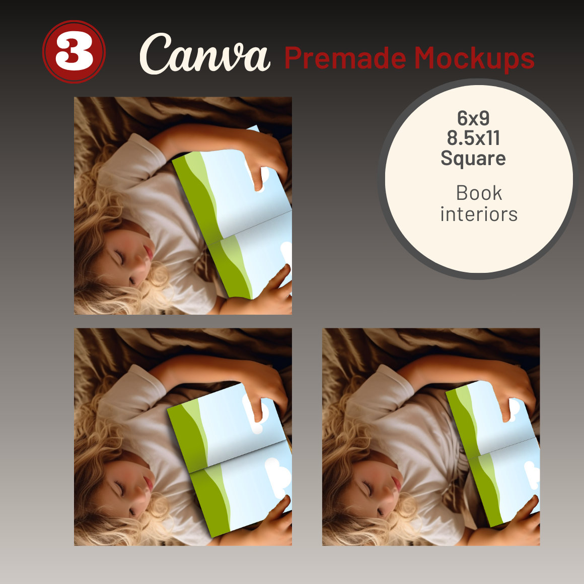 KDP Book Mockup Premade for 8.5x11, 6x9 and Square Books, Realistic ...