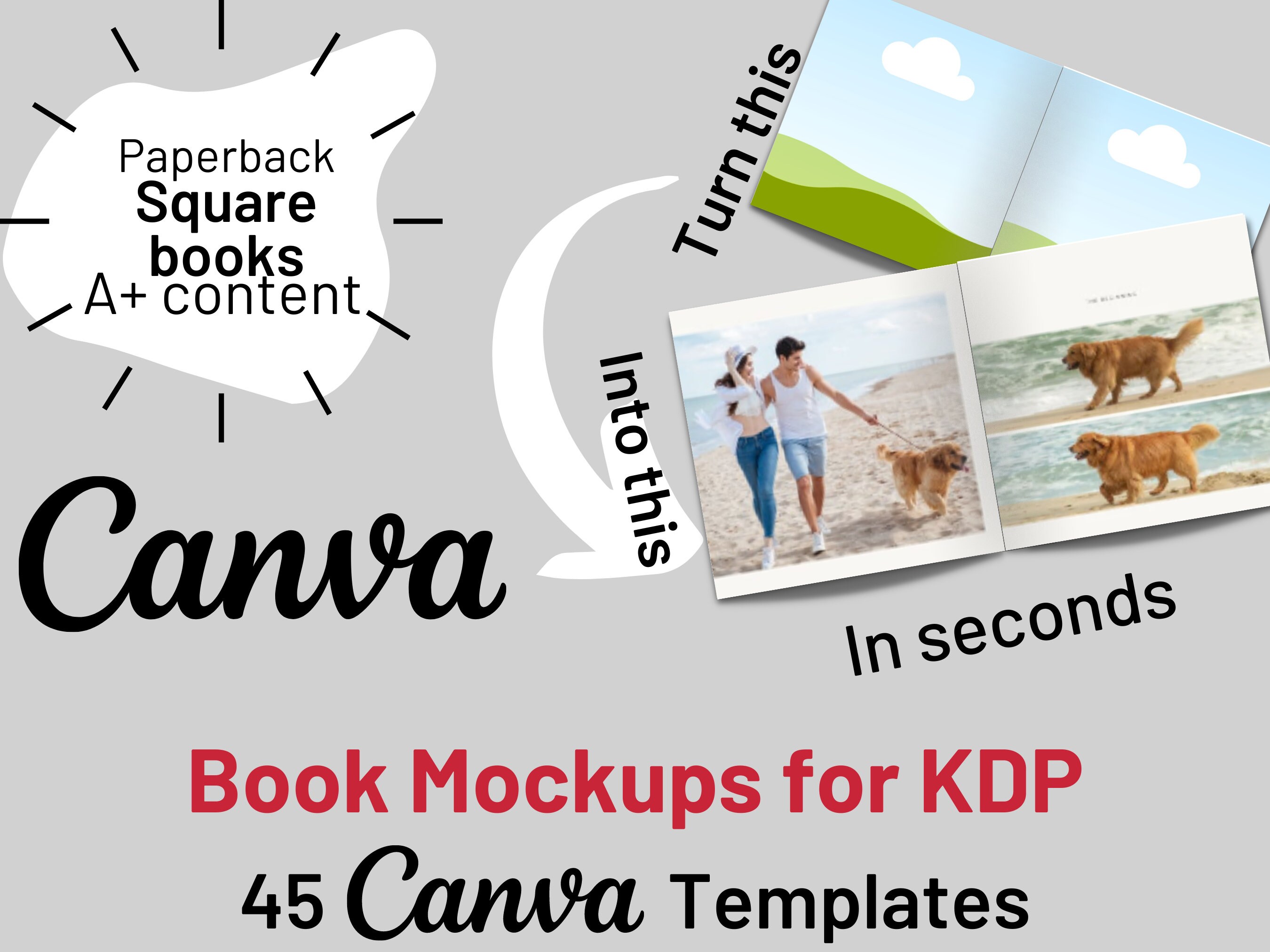 KDP Book Mockup Bundle Canva Template for Paperback Mock-ups, Mock up ...