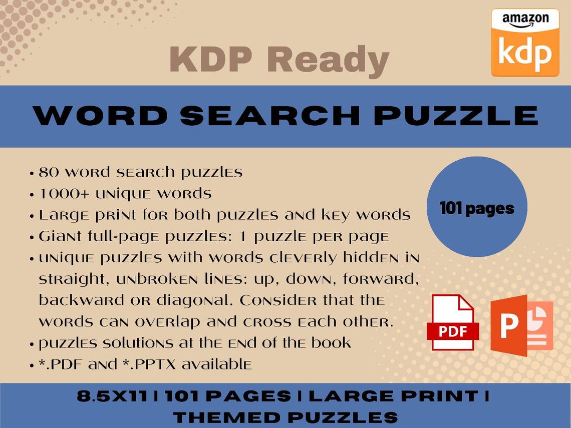 Word Search Puzzles for KDP, Commercial License, KDP Interior ...