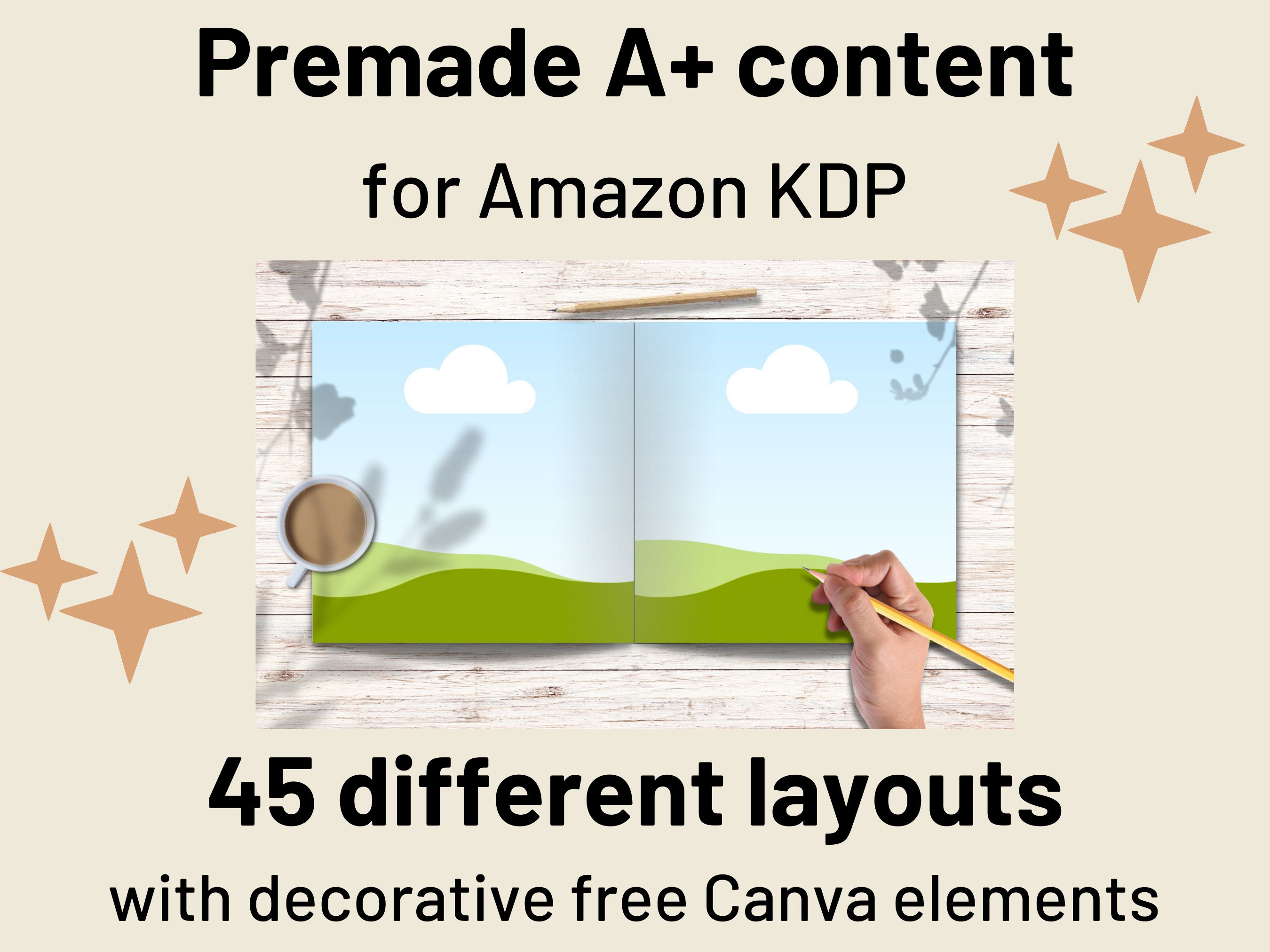 KDP Book Mockup for A Plus Content, Canva Template, Square Paperback ...