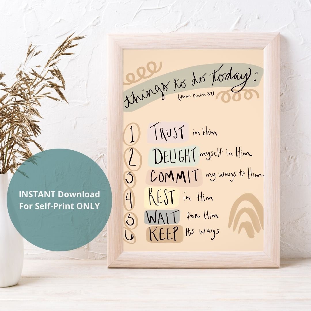 Psalm 37, Bible Verse Printable, Scripture Wall Art, Modern Scripture ...