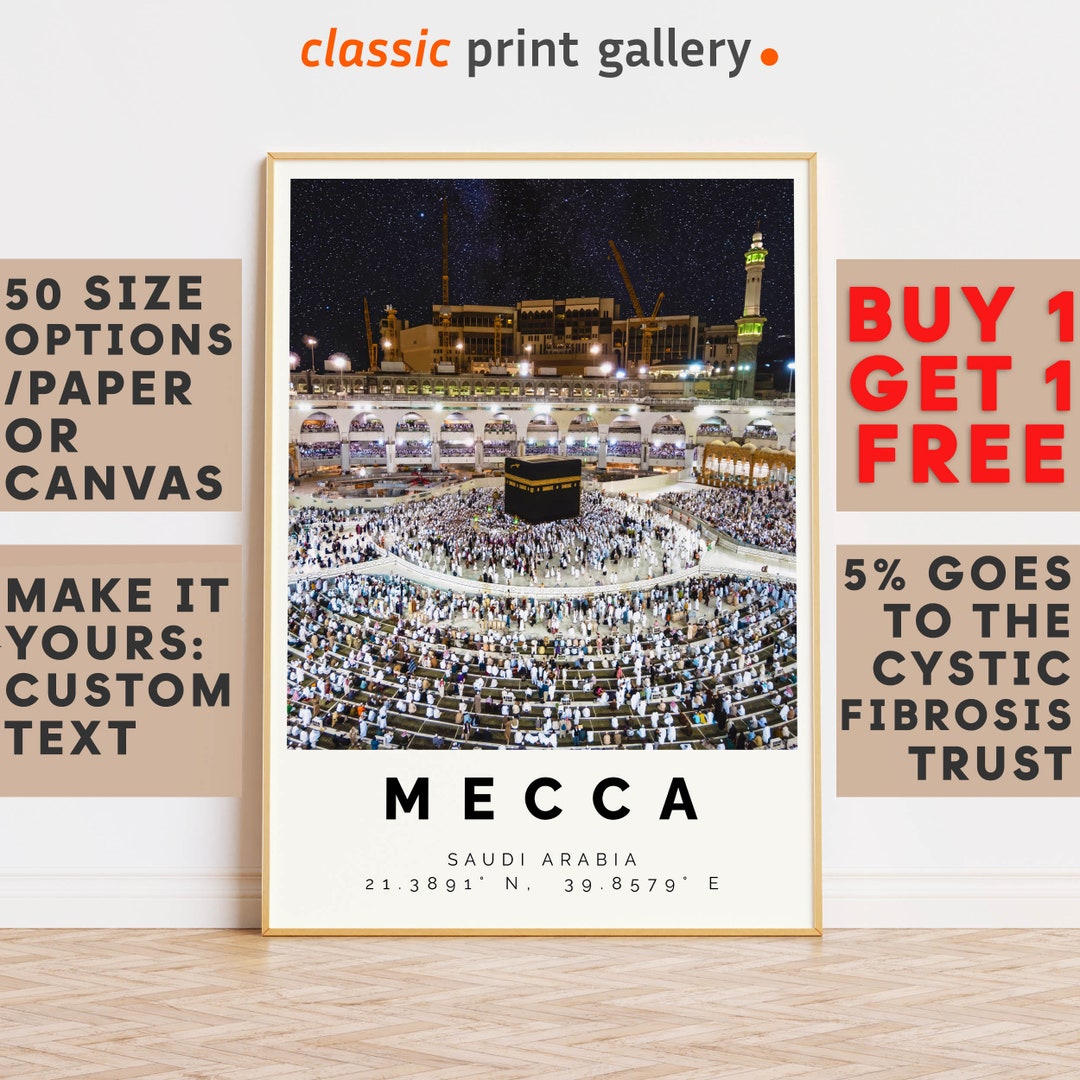 Mecca Poster Colorful Print, Mecca Wall Art, Mecca Photo Decor, Mecca ...
