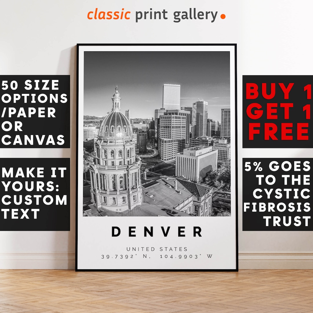 Denver Print Black and White Photo, Denver Wall Art, Denver Travel ...